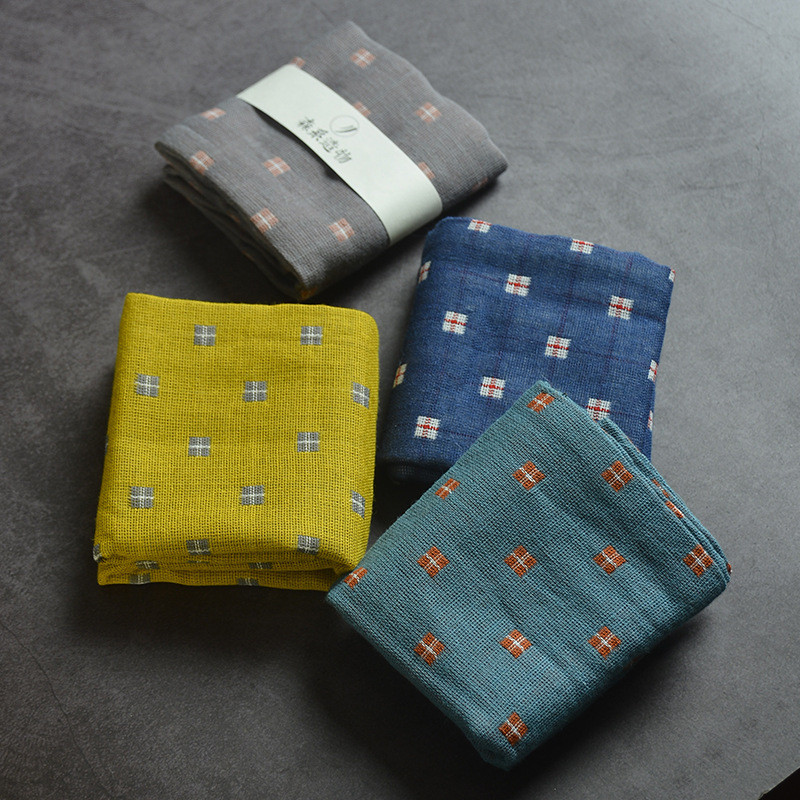Tea Set Cotton Linen Tea Towel Zen Checkered Tea Cloth Small Tea Mat ...