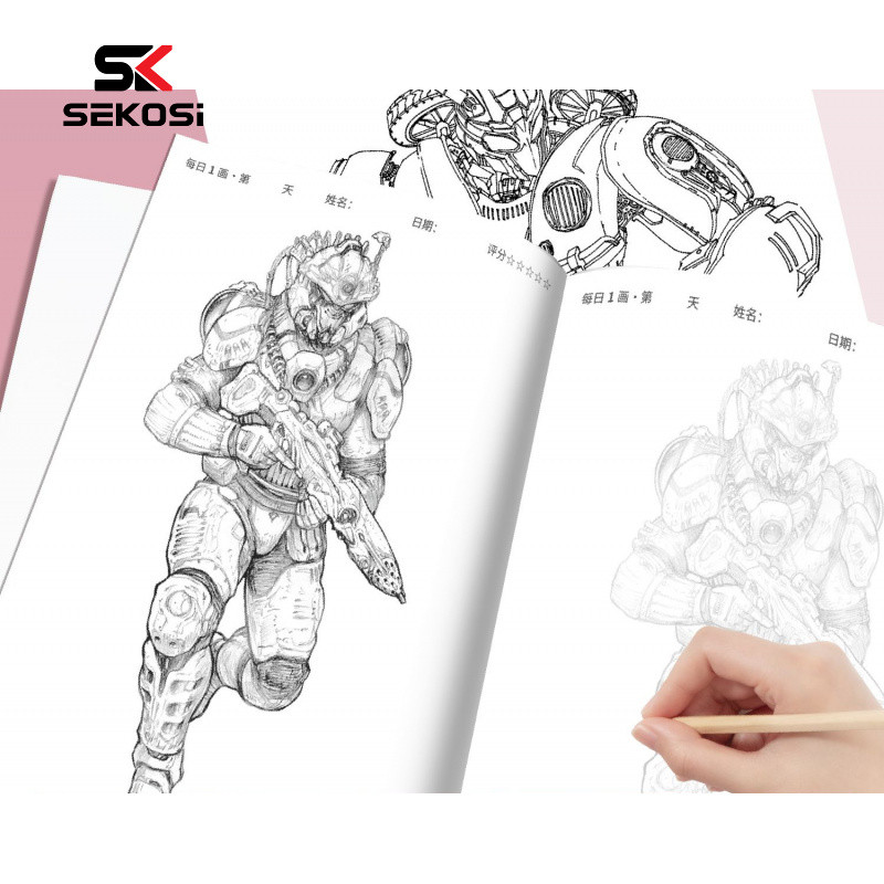 Sk Cartoon Anime Sketchbook Mecha Warrior Character Coloring Book ...