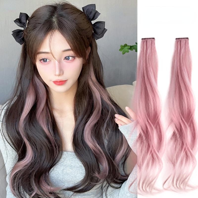 One Piece Color Highlight Dyed Wig Piece Curly Hair Hanging Ear Dye ...