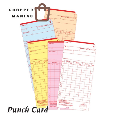 Punch Card with Hole 100pcs | Time Recorder Card | KAD PERAKAM WAKTU ...