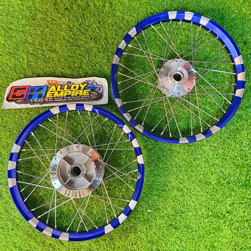 💥💥RIM ALLOY THUNDER BIRU 17 x 1.40 + HUB CHROME + LIDI CHROM PNP ...