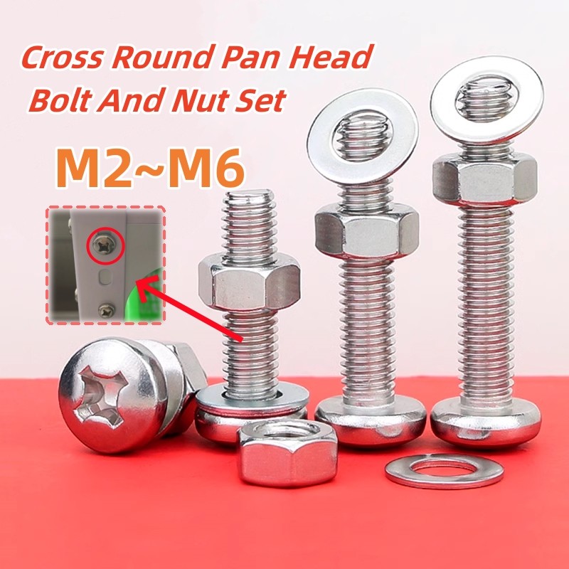 Cross Round Pan Head Bolt And Nut Set Stainless Steel M2 M2.5 M3 M4 M5 ...