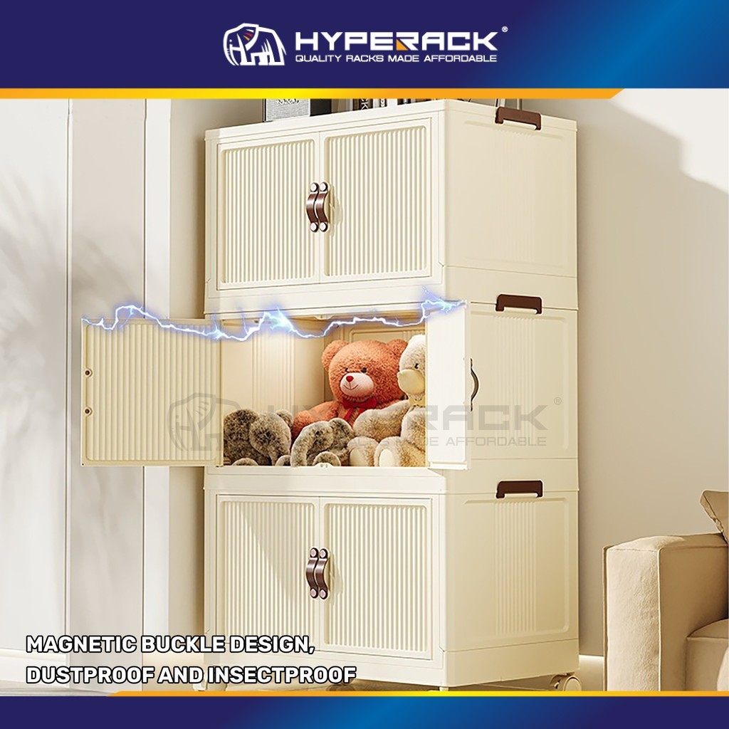HYPERACK ™️ Stackable Foldable Storage Box Multipurpose Double Doors ...