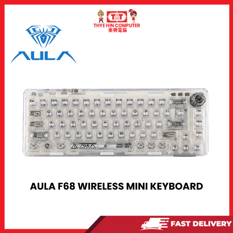 AULA F68 TYPE C WIRED & 2.4G WIRELESS & BT KEYBOARD | Shopee Malaysia