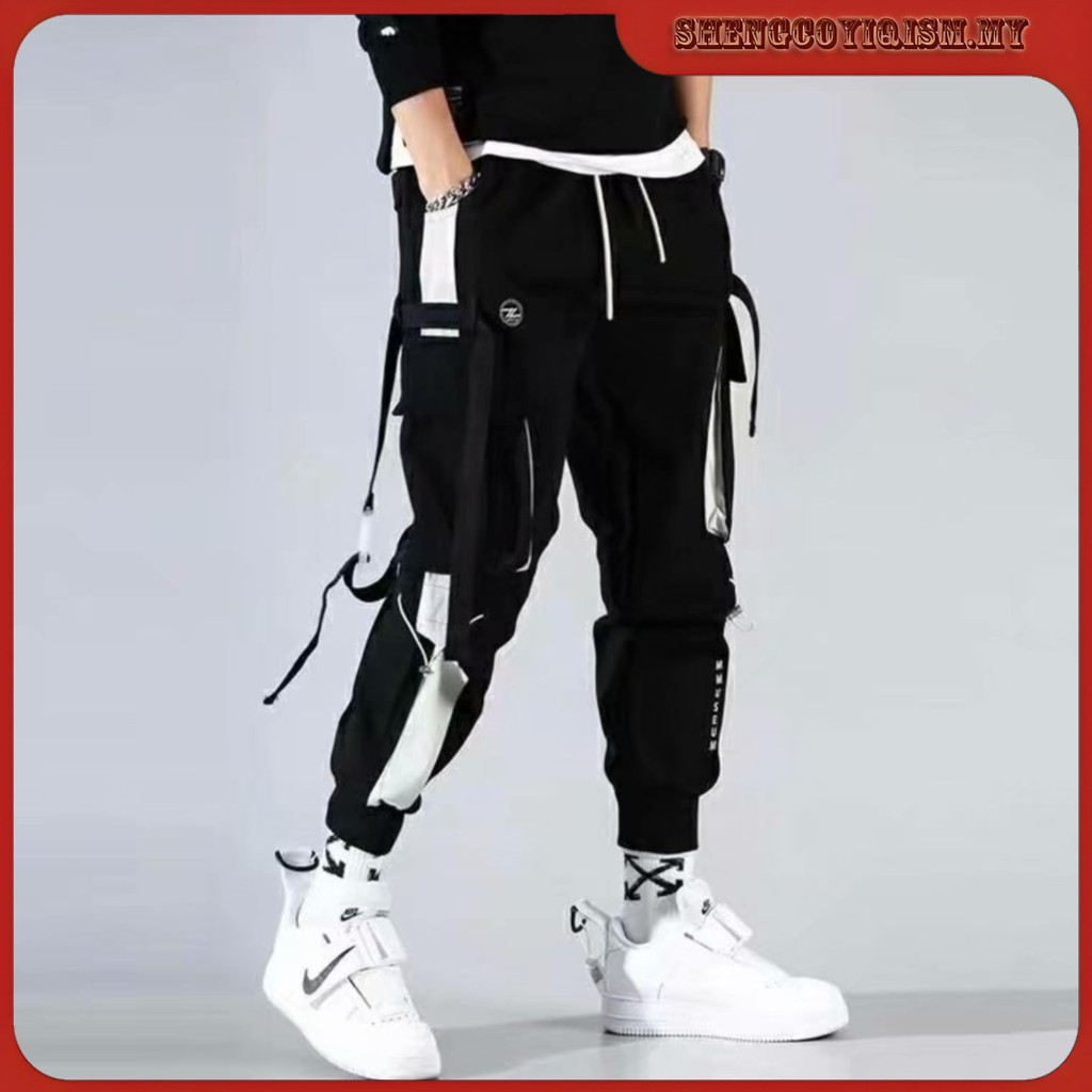 summer cargo pants men trendy brand beam feet loose white ins cargo ...