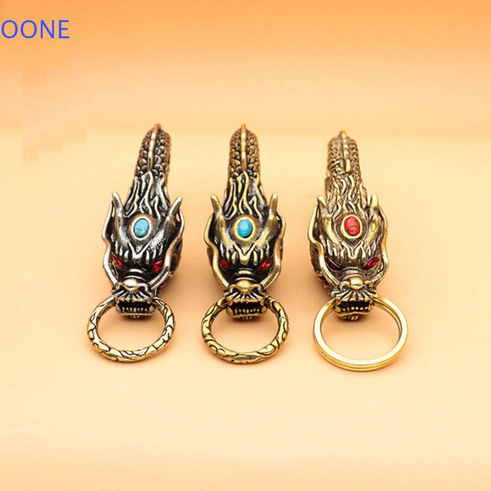 OONE Copper Dragon Ornaments, Rhinestone Inlay Handmade Dragon Head Key ...