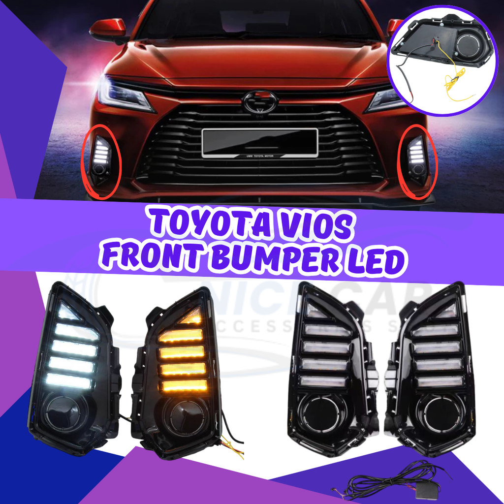 2 Pcs Toyota VIOS 2022 2023 2024 ABS LED Front L+R Daytime Running ...