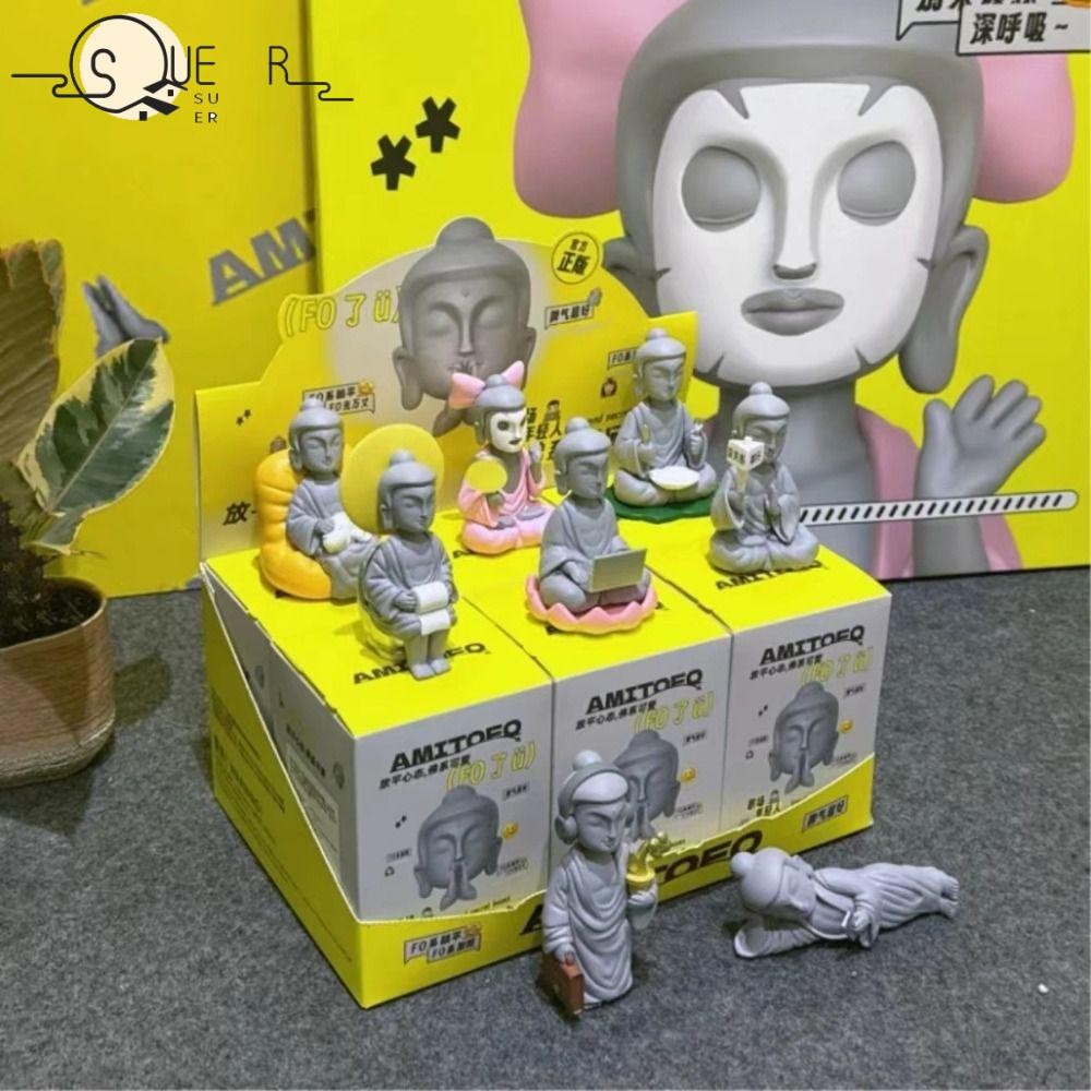SUEREN Mooncake Figure Model, PVC Cute Fo U Box, Tabletop Amitofo Fo U ...