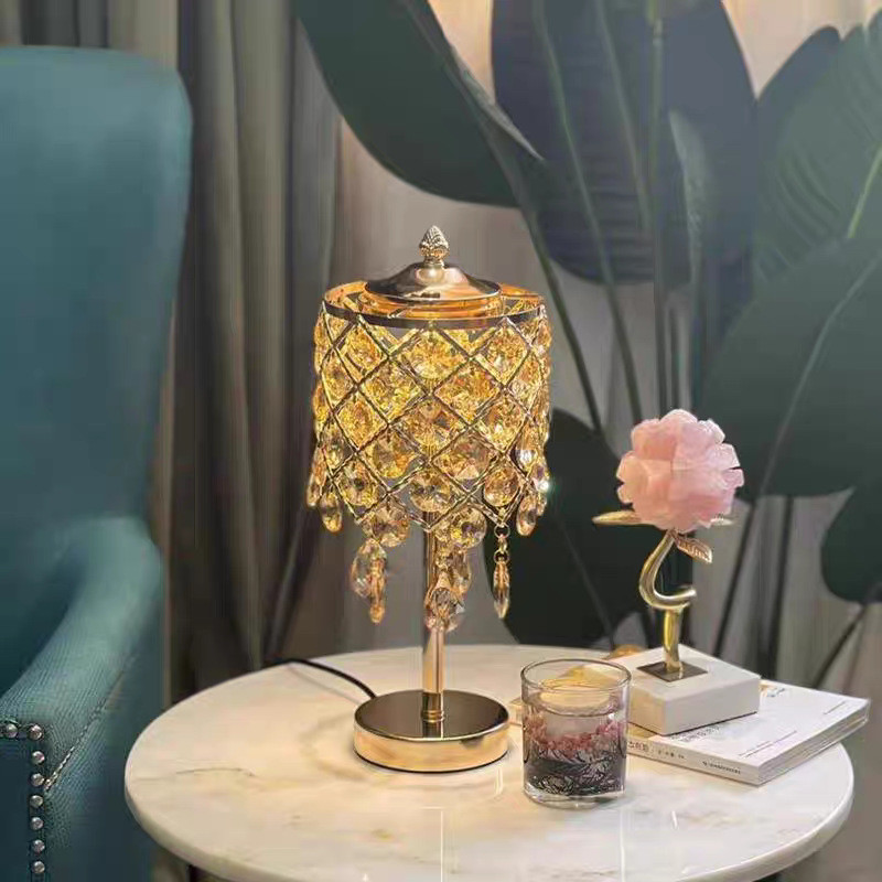 Crystal desk lamp Bedroom bedside lamp Light luxury High sense Simple ...