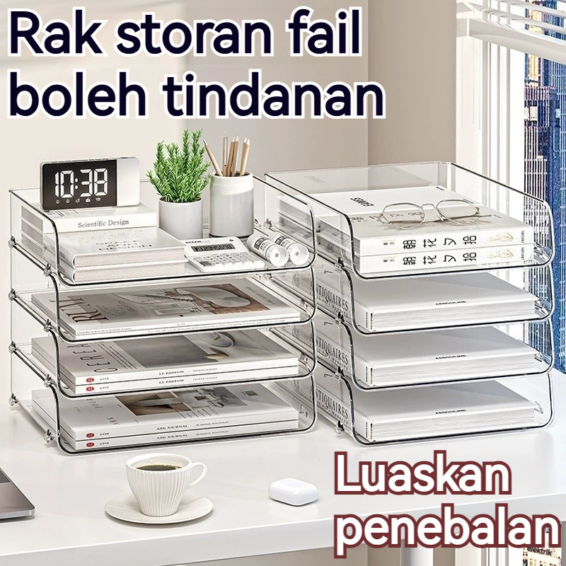 File storage rack Desktop storage rack Rak Penyimpanan Fail Penyusun ...