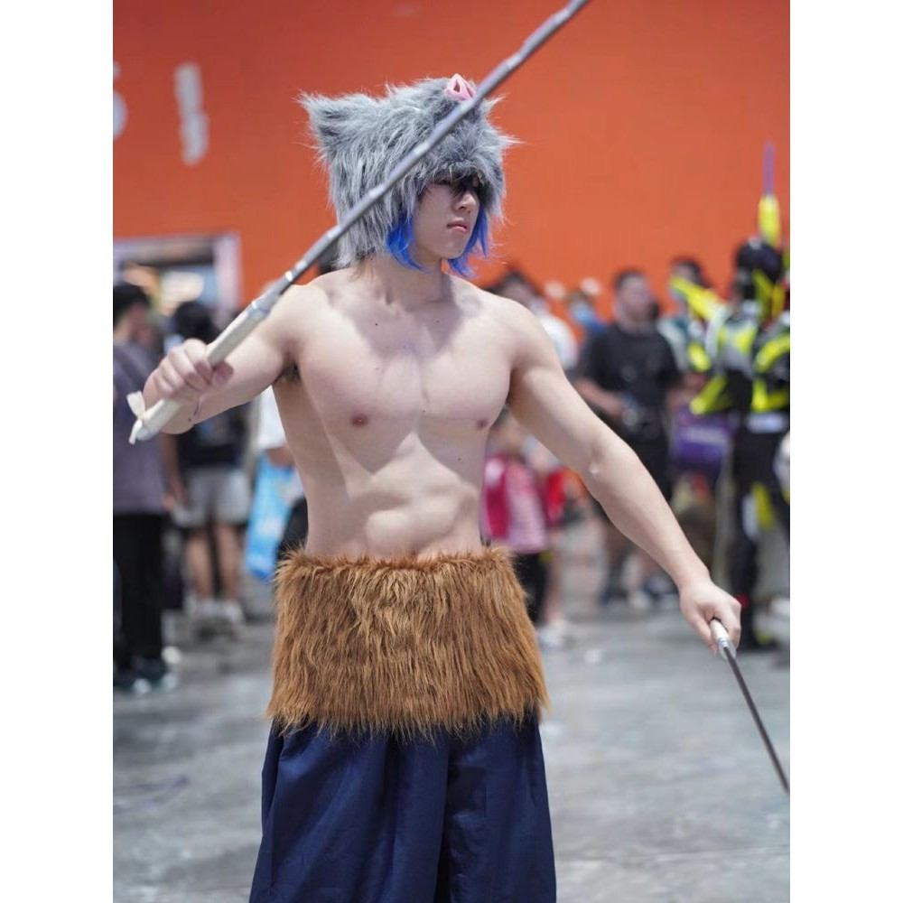 Demon Slayer Halloween Mouth Flat Inosuke cos Costume Men's Performance ...