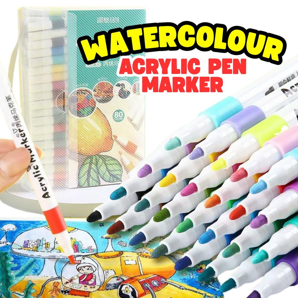 TBF Colors Watercolor Acrylic Marker Pen Painting & Art Supplies Water ...