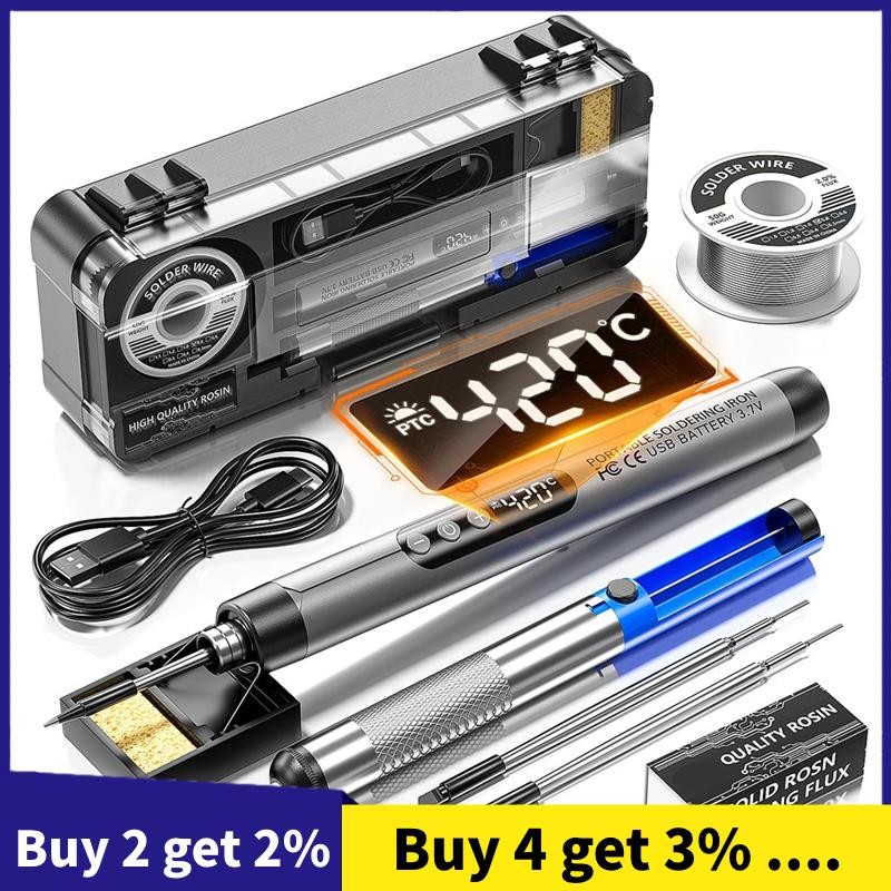 Cordless USB Digital Soldering Iron Adjustable Temperature Type-C ...