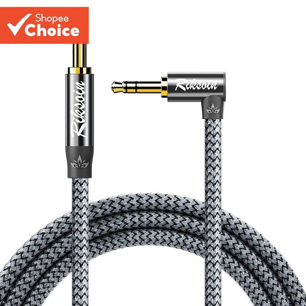 [Shopee Choice] RIKSOIN Aux Cord, 3.5mm Stereo Audio Cable, 90 Degree Short Aux Cable 3.5mm Male ...