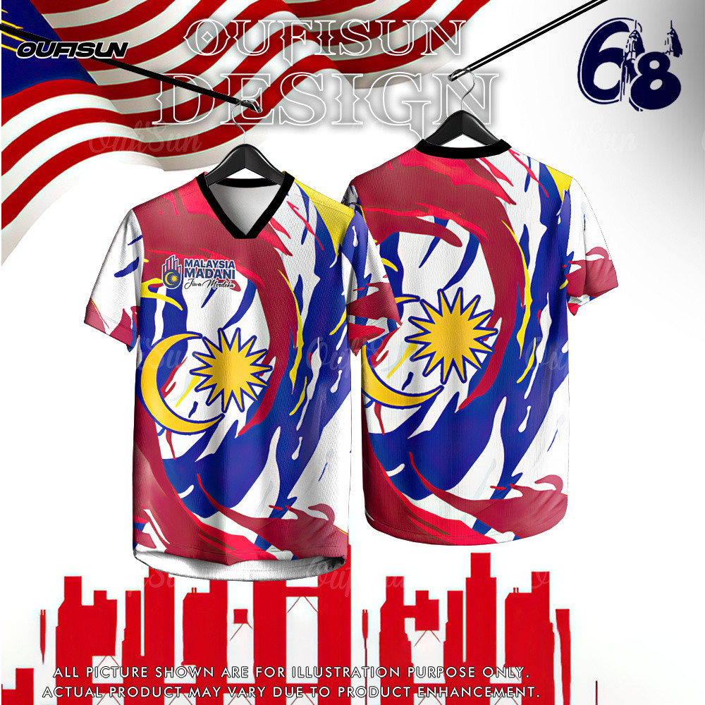2025 Lelaki 68th Merdeka Jersey Malaysia MADANI Theme Full Sublimation ...