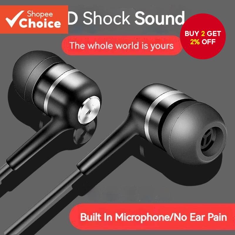 Newmsnr 3.5mm Wire Earbuds Button Control With Microphone Subwoofer ...