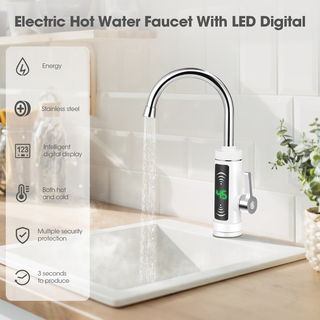 GMMA Instant Hot Water Tap, 220V 3000W Electric Water Heater Tap with ...