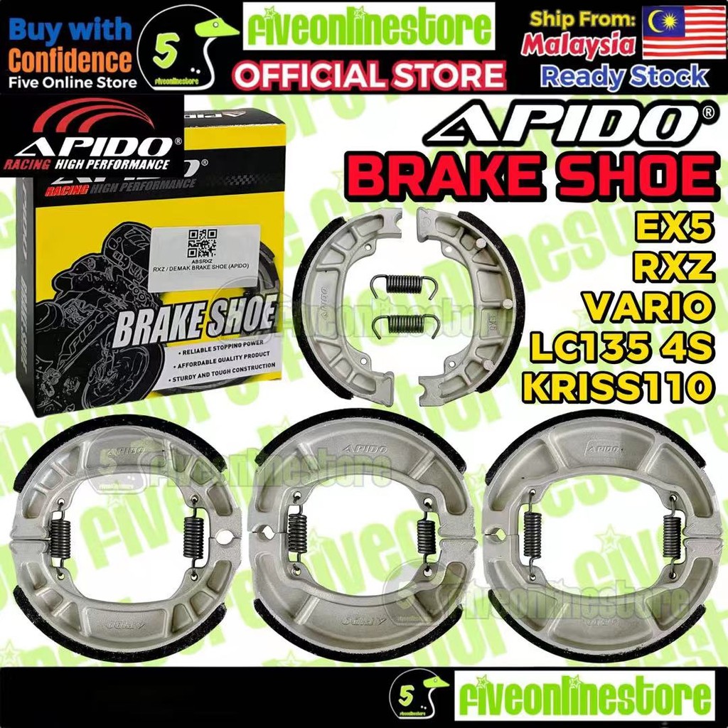 APIDO Brake Shoe EX5 C70 LC135 RXZ RC80 KRISS ICON BEAT VARIO WAVE ...