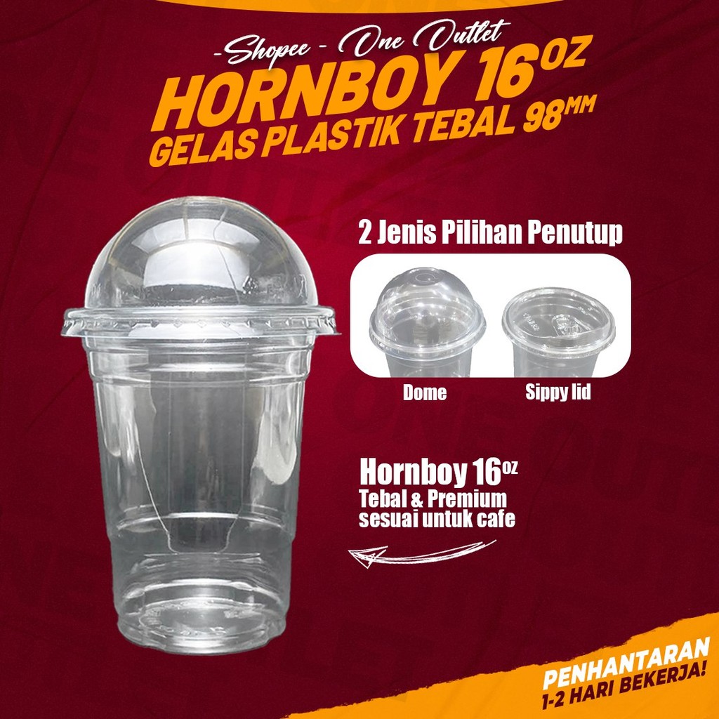 Cup Plastic Brand Horn Boy Thailand Gelas Plastik Pakai Buang PET 16oz ...