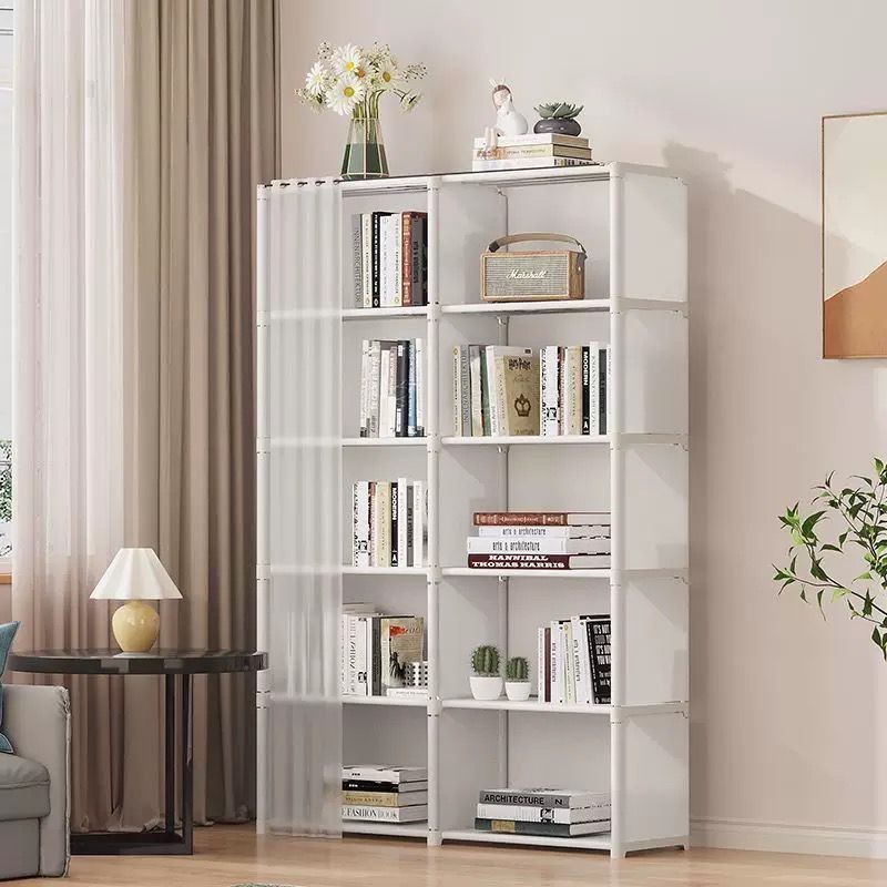 4 Layer / 5 Layer 10 Column Dustproof Bookshelf Wardrobe Cloth Storage ...