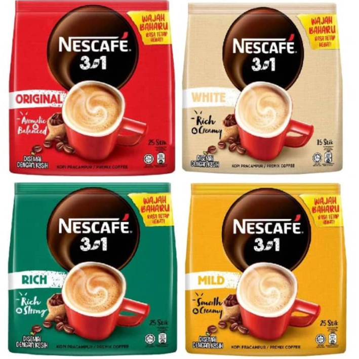 NESCAFE 3 IN 1 ASSORTED - ORIGINAL/RICH/MILD/CEREAL MILK/KURMA - 25X18G ...