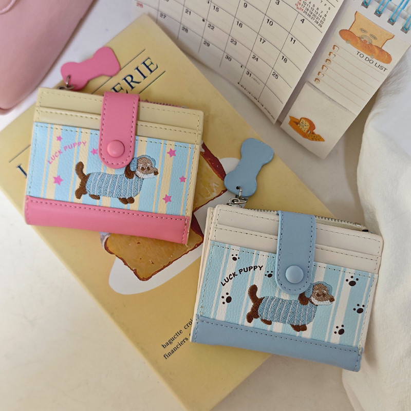 Colorful Dog Printed PU Leather Wallet Multi Card Case Large Capacity ...