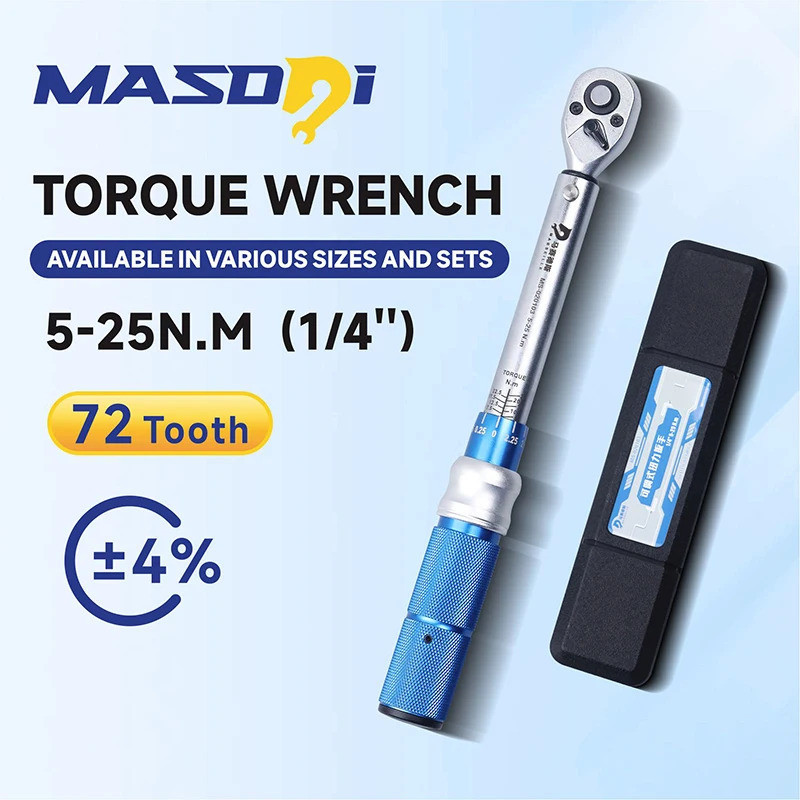 1/4" 5-25N.m Torque Wrench, Adjustable Torque, Bi-directional Ratchet ...