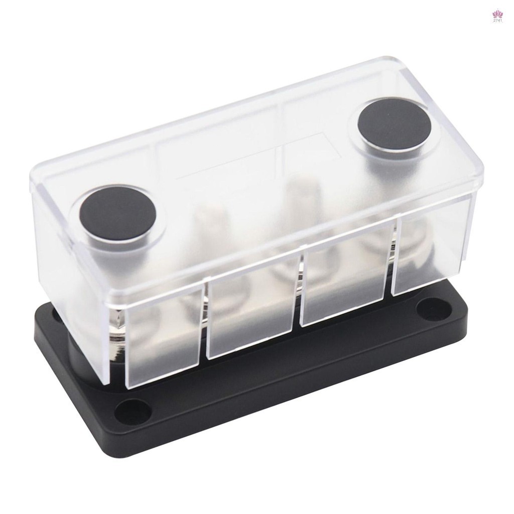 300A Power Distribution Block Bus Bar 4 x 3/8 48V DC Busbar Box with Transparent Cover New7.8 ...