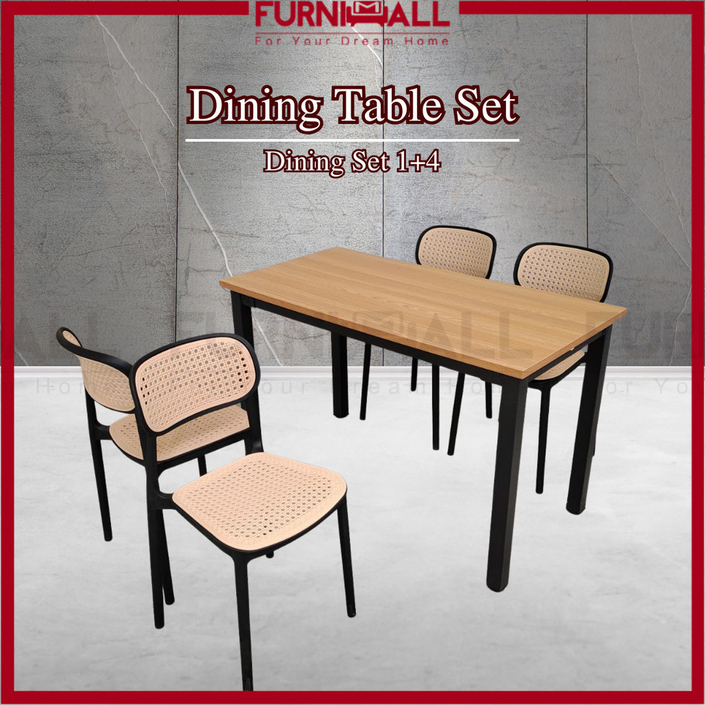 Furnimall 1+4 Dining Table Set/Meja Makan/Restaurant Dining Set/Cafe ...