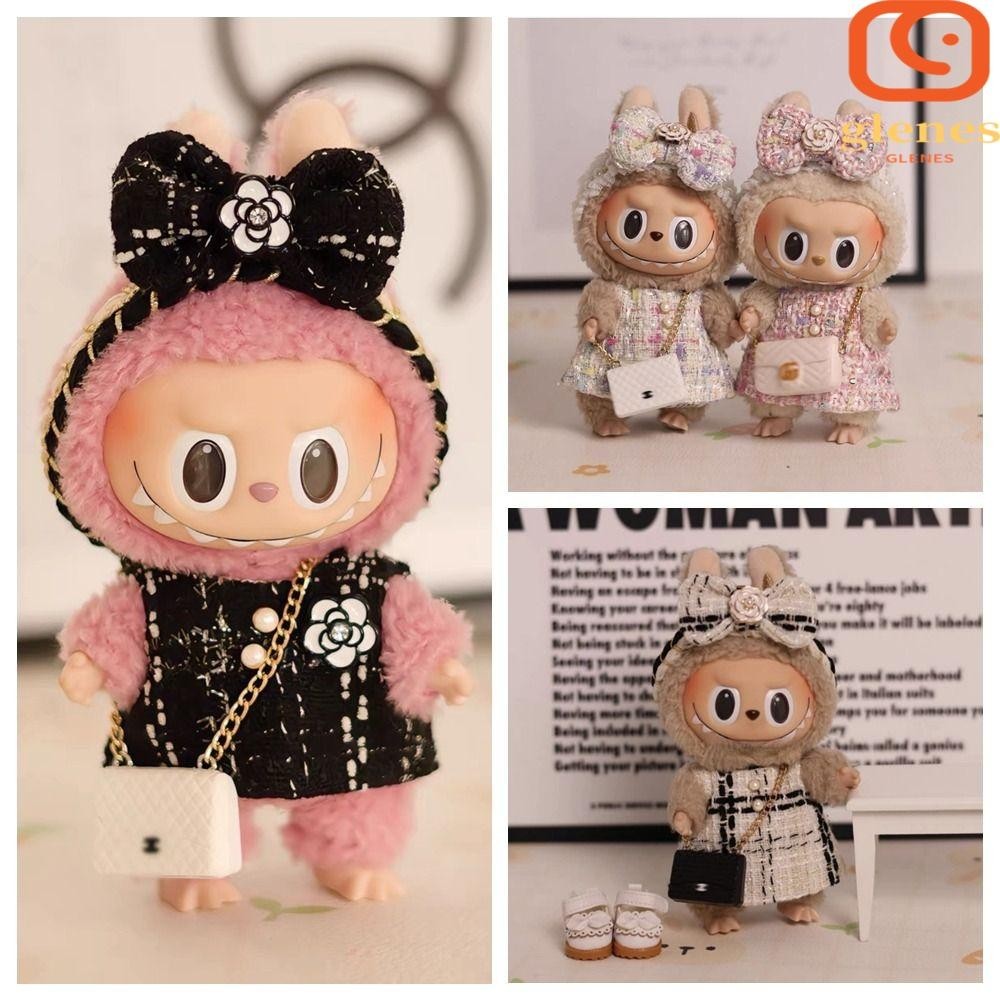 GLENES 17cm Labubu Doll's Luxury Clothes, C Style Camellia Sinensis ...