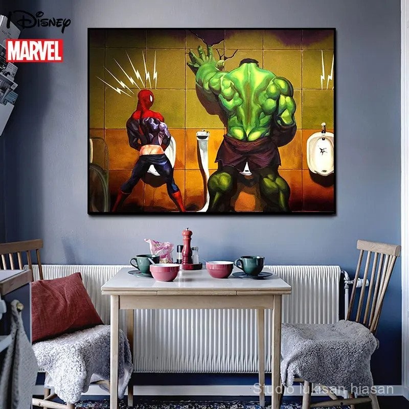 Poster Marvel Spiderman Deadpool Hulk Pee Poster dan mencetak lukisan ...