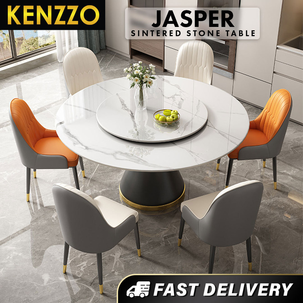 Kenzzo: Jasper Marble Sintered Stone Table meja makan / round stone ...