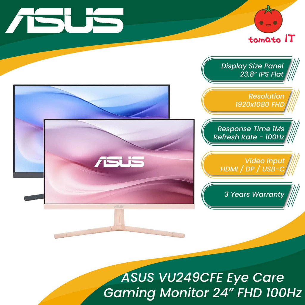 ASUS VU249CFE Eye Care Gaming Monitor (23.8 Inch IPS | FHD | 100Hz | 250nits | 1ms | Height ...