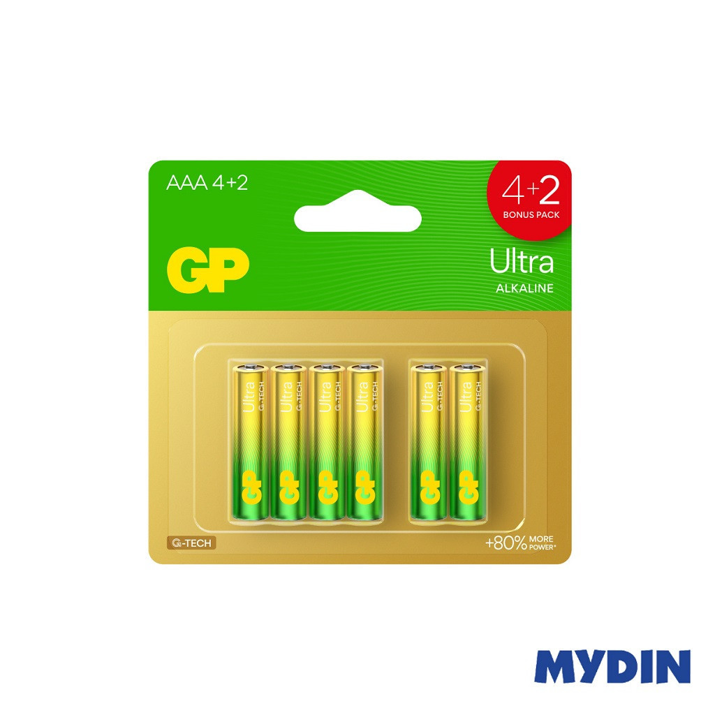 GP Ultra Alkaline Battery AAA (4+2 pieces) | Shopee Malaysia