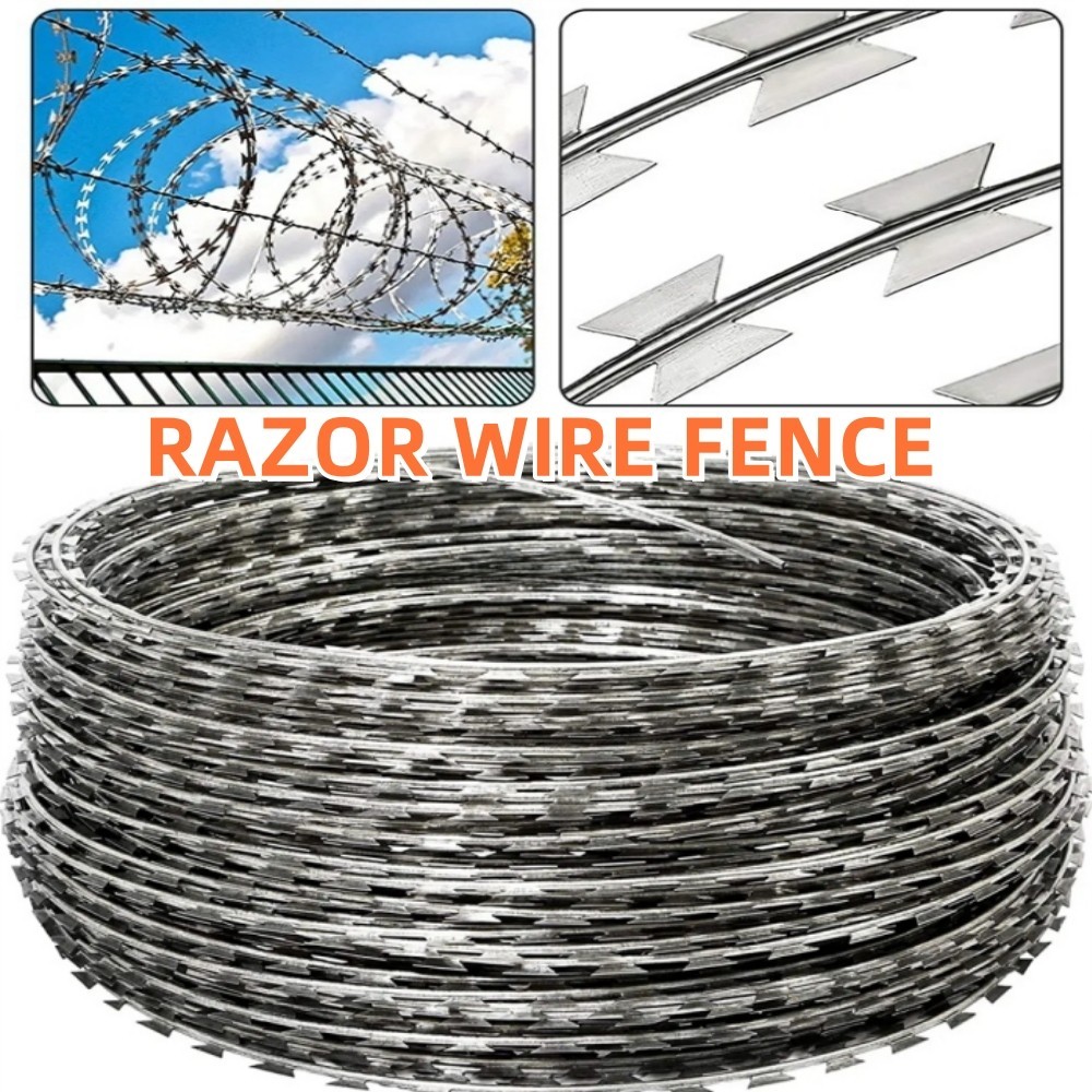 RAZOR WIRE 10m 50m Penjara / Galvanized / Razor Jenis Lurus / Kawat ...
