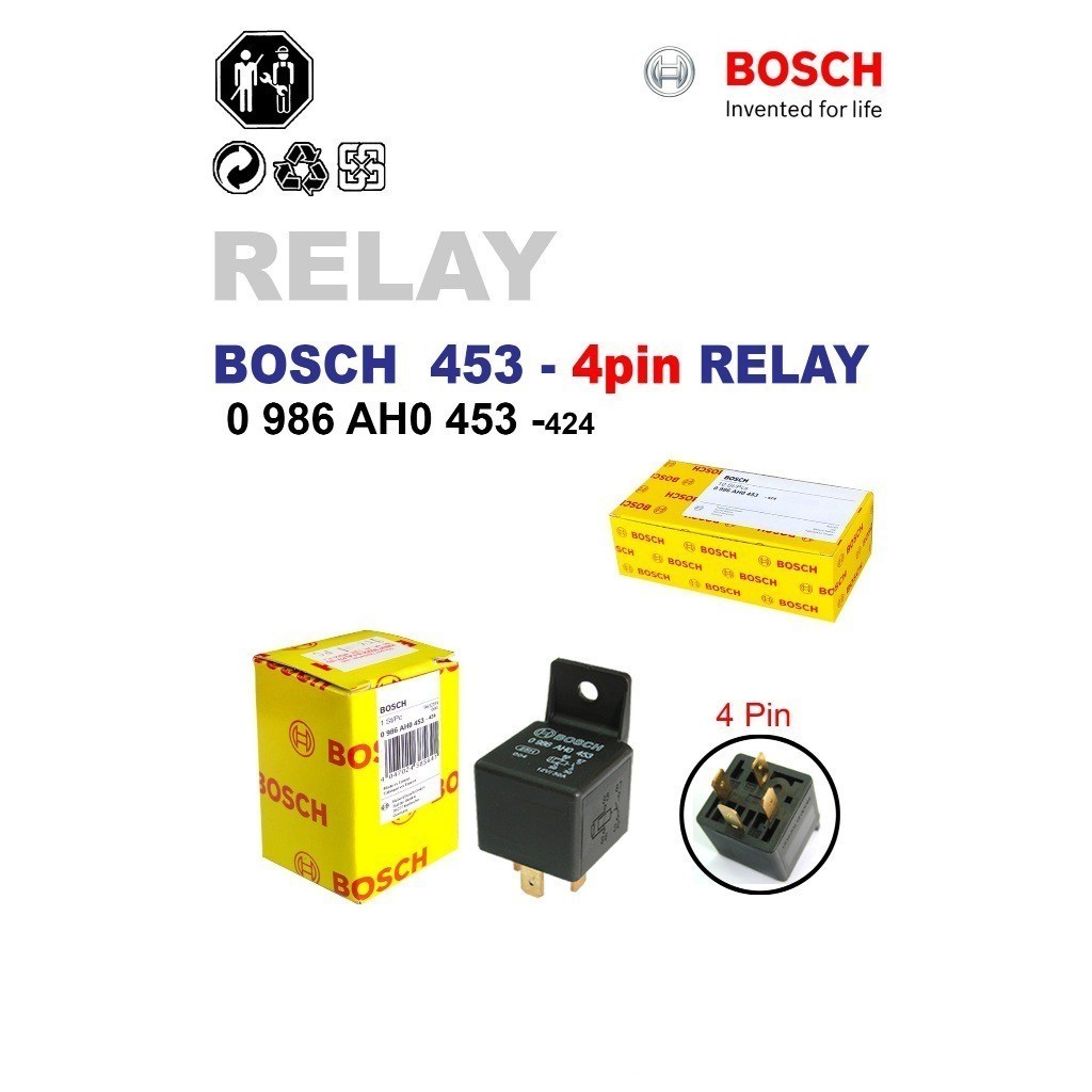 Bosch Universal Automotive Car Relay 12V 30A 4 Pin - Bosch Part Number ...