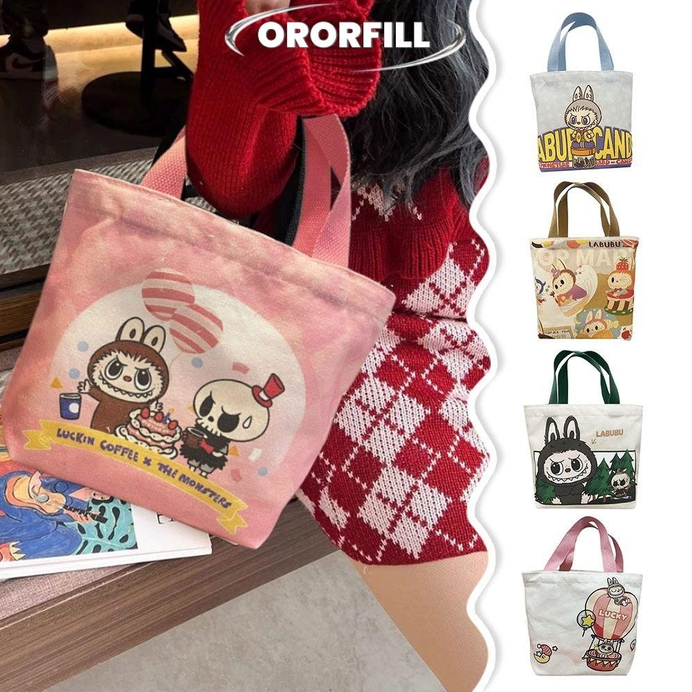 ORORFILL Labubu Handbag, Cartoon Pattern Portable Labubu Canvas Bag ...