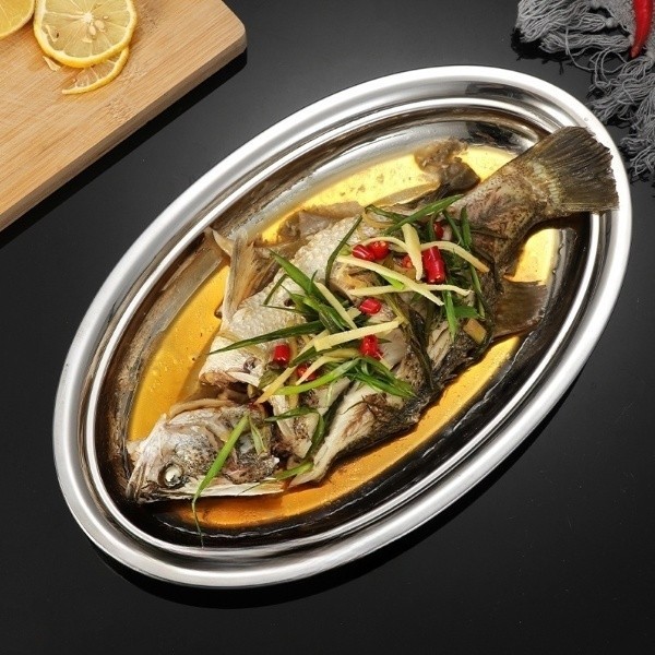 304 Stainless Steel Oval /Egg Shape Dish /Plate/ Steam fish plate ...