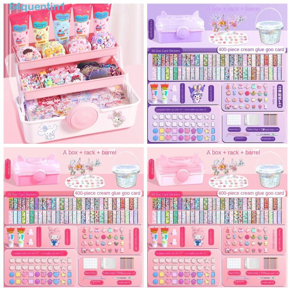QUENTIN1 Cream Goo Card Gift Box, Rich Content Kuromi Goo Card Sticker ...