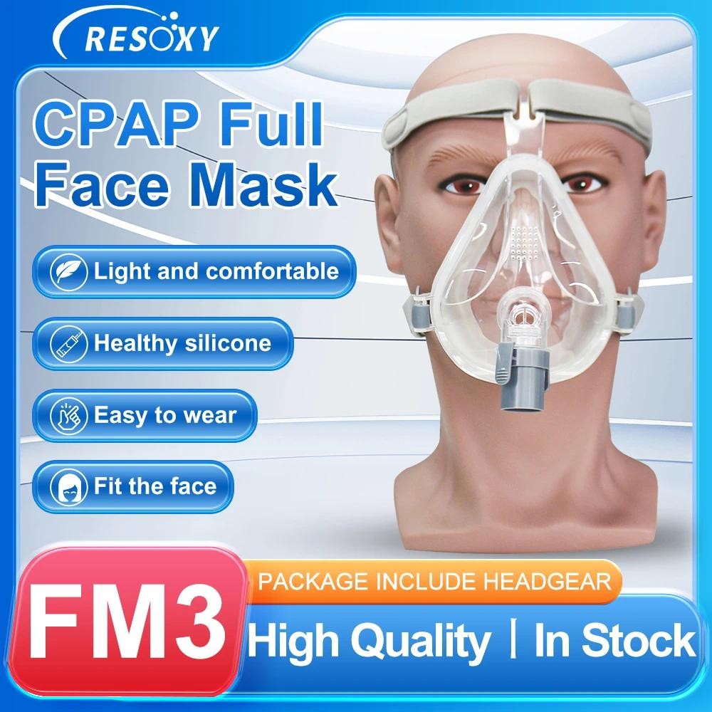 CPAP Full Face Mask with Headgear Silicone Cushion for Sleep anti ...