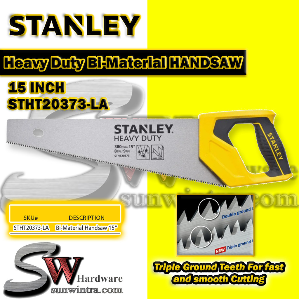 STANLEY 15" Heavy Duty Bi-Material HANDSAW STHT20373-LA GERGAJI KAYU ...