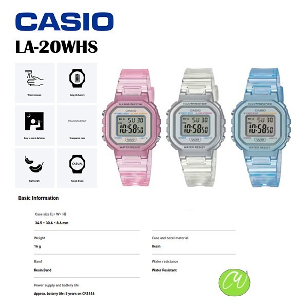 [CASIO LA-20WHS ] SMALL COLOURFUL UNISEX DIGITAL WATCH FOR SMALL WRIST | Shopee Malaysia