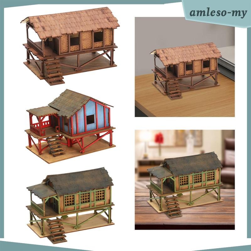 [AmlesoMY] DIY Wooden House, 1/72 Scale Model House Assembly, Wooden ...