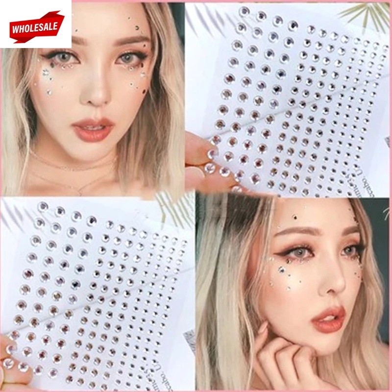 (BC) 1 Sheet 3D Pearl Face Jewels Eyeshadow Stickers/Self Adhesive Face ...