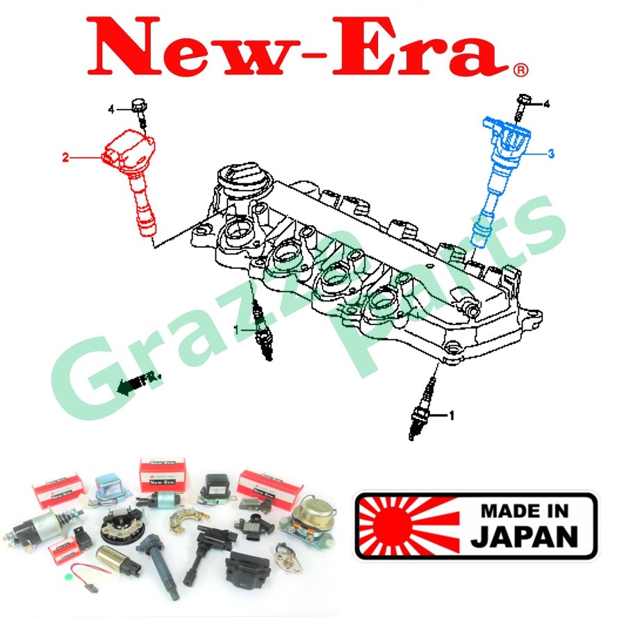 New-Era 100% Made In Japan Ignition Spark Plug Coil 30520-RBJ-013 / ...