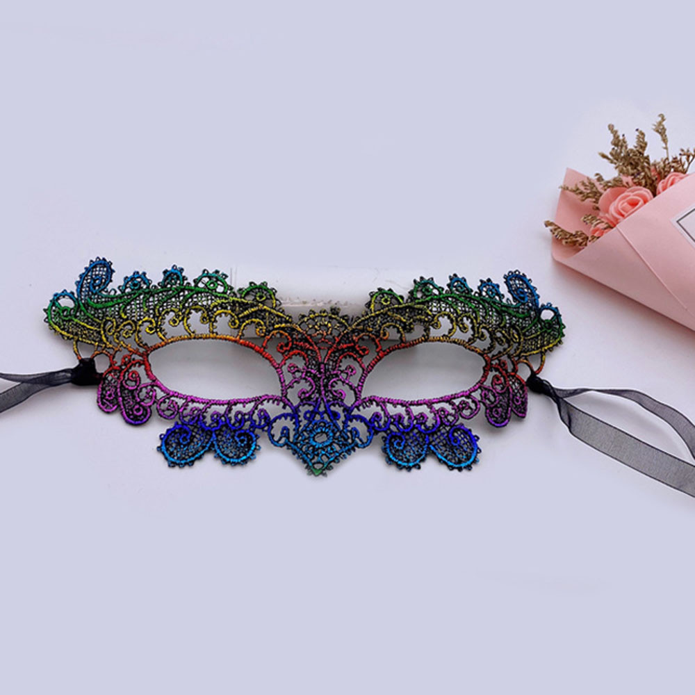 Hollow Lace Face Mask With Ribbon Women Half Face Fox Mask Mardi Gras ...