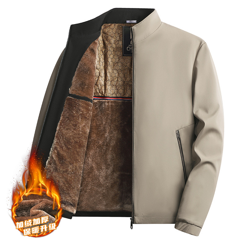 Men Jacket Korean Version Plain Color All-Match Thickened Brushed ...