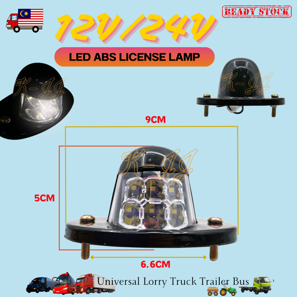 12V/24V LED Number Plate Lamp Universal 9CM Lampu Lesen License Light ...