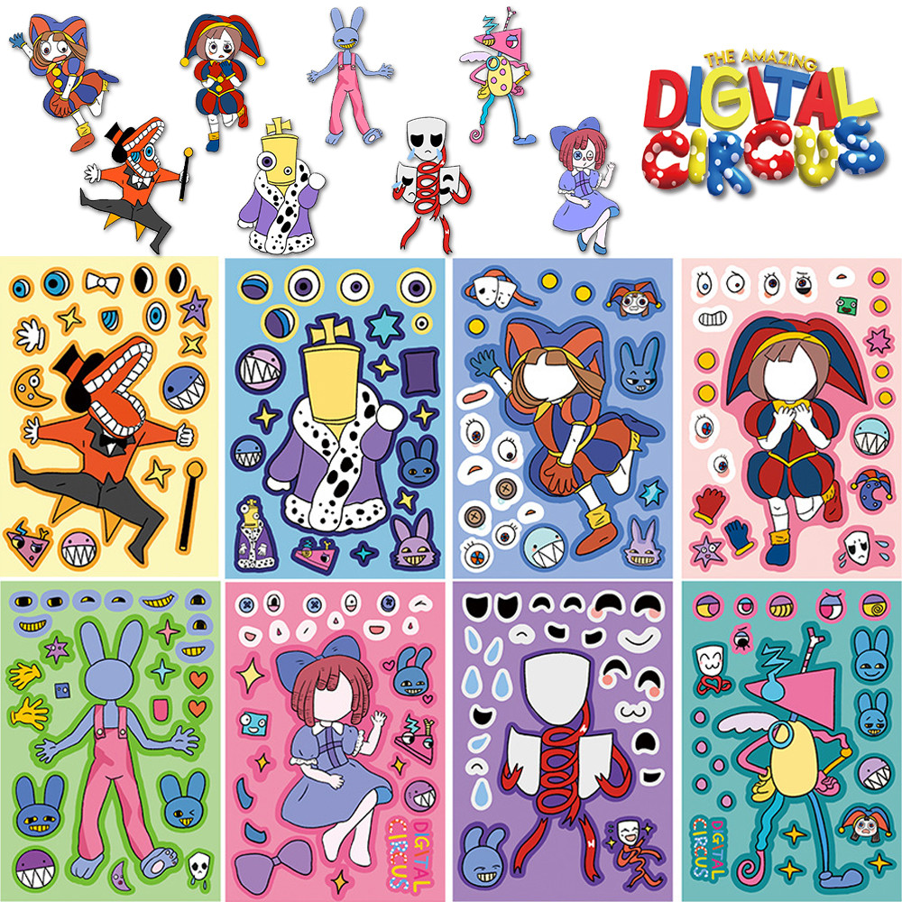 MUYA 8 Sheets/Set The Amazing Digital Circus Stickers Waterproof Make a ...