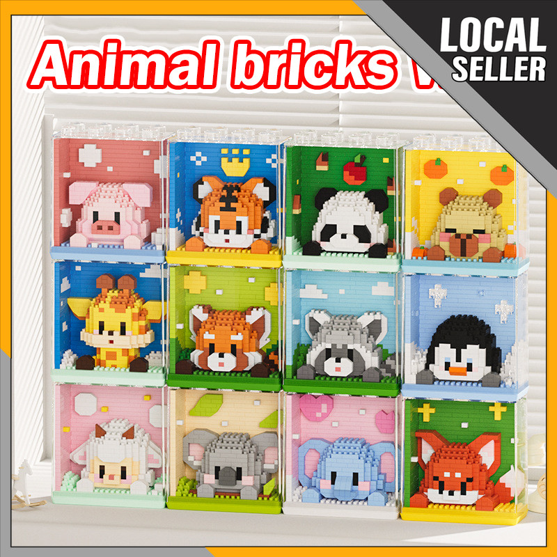 Animal Zoo DIY Building Blocks Wall Panda Tiger Puzzle Blocks Gift ...